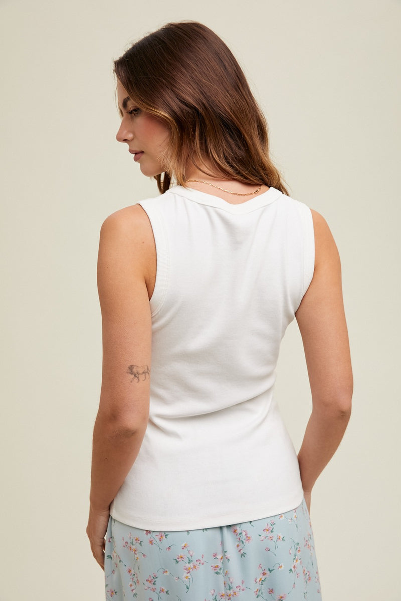 White Basic Ribbed Knit Tank – PinkBlush