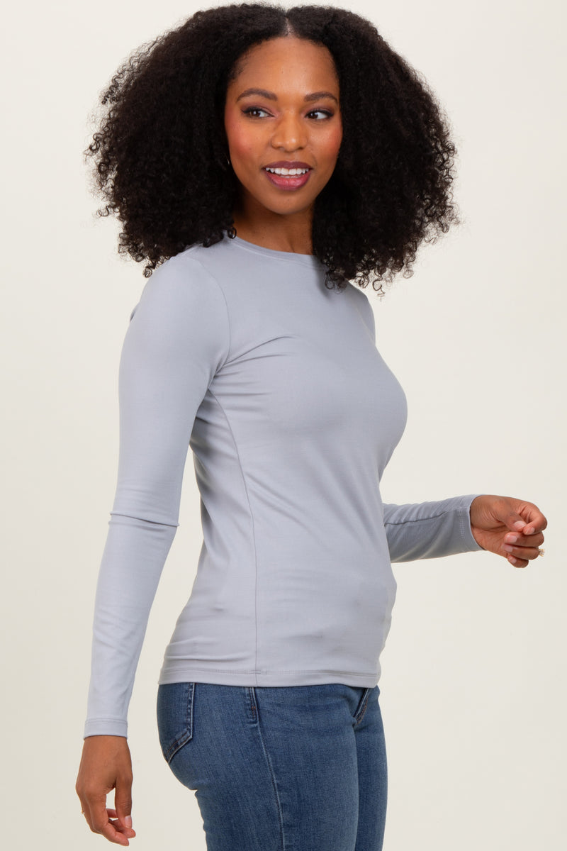 Heather Grey Basic Long Sleeve Top– PinkBlush