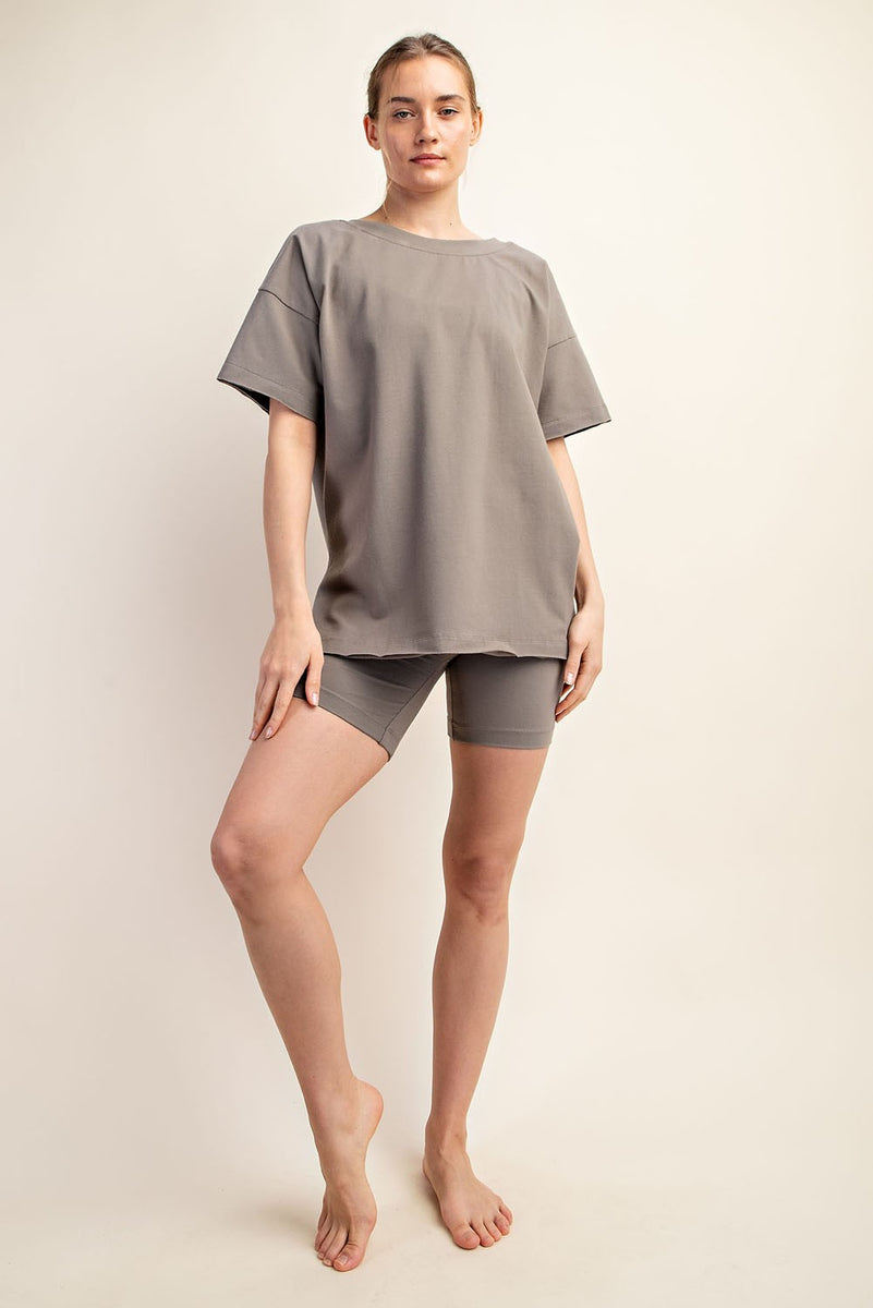 Olive Oversized V-Neck Side Slit Maternity Tee– PinkBlush