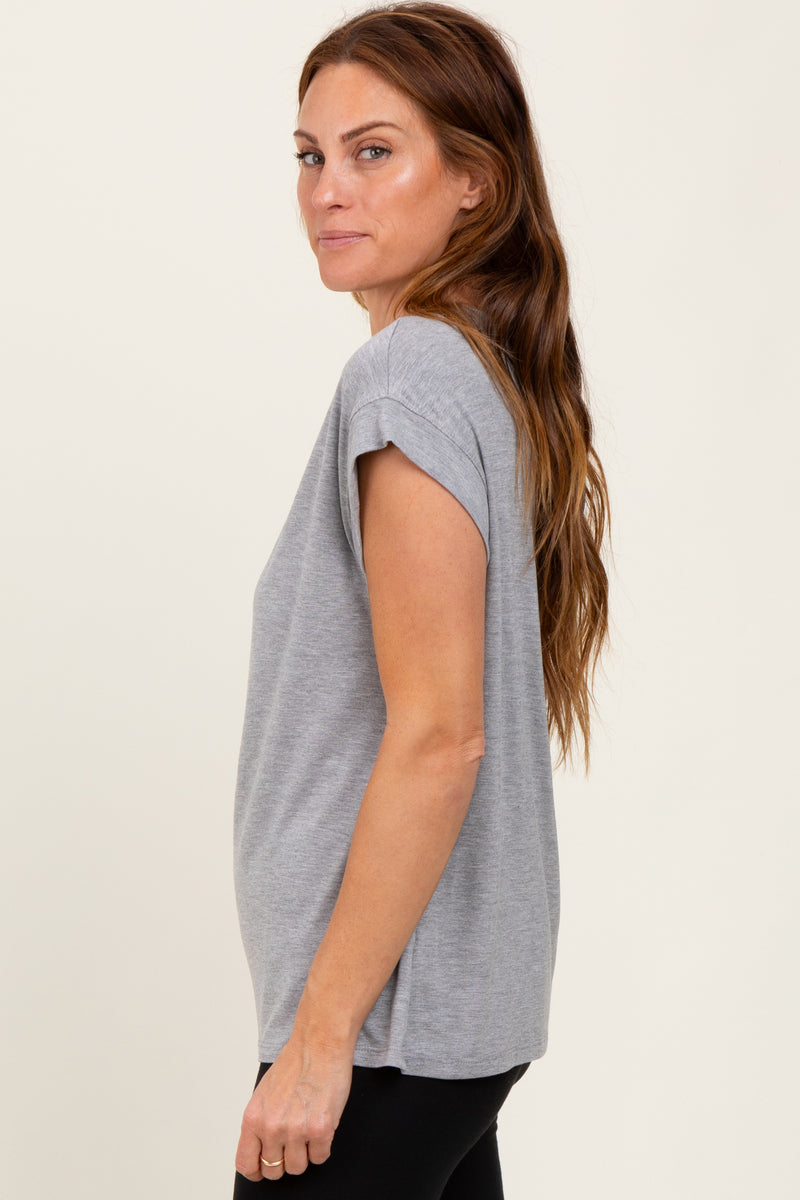 Heather Grey Crew Neck Muscle Tee– PinkBlush