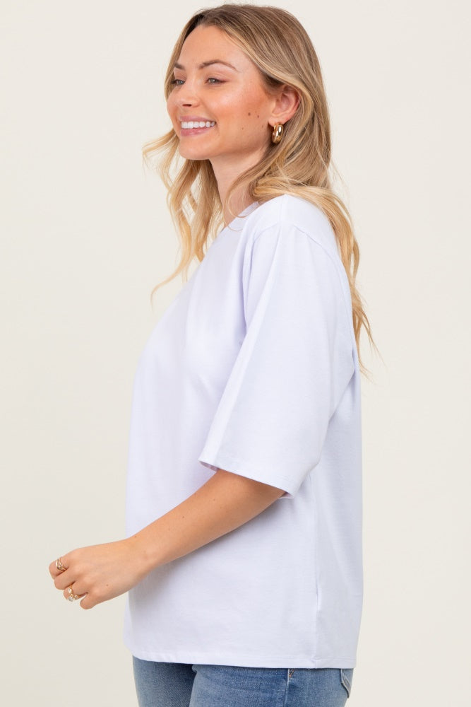 White Crew Neck Oversized Tee – PinkBlush