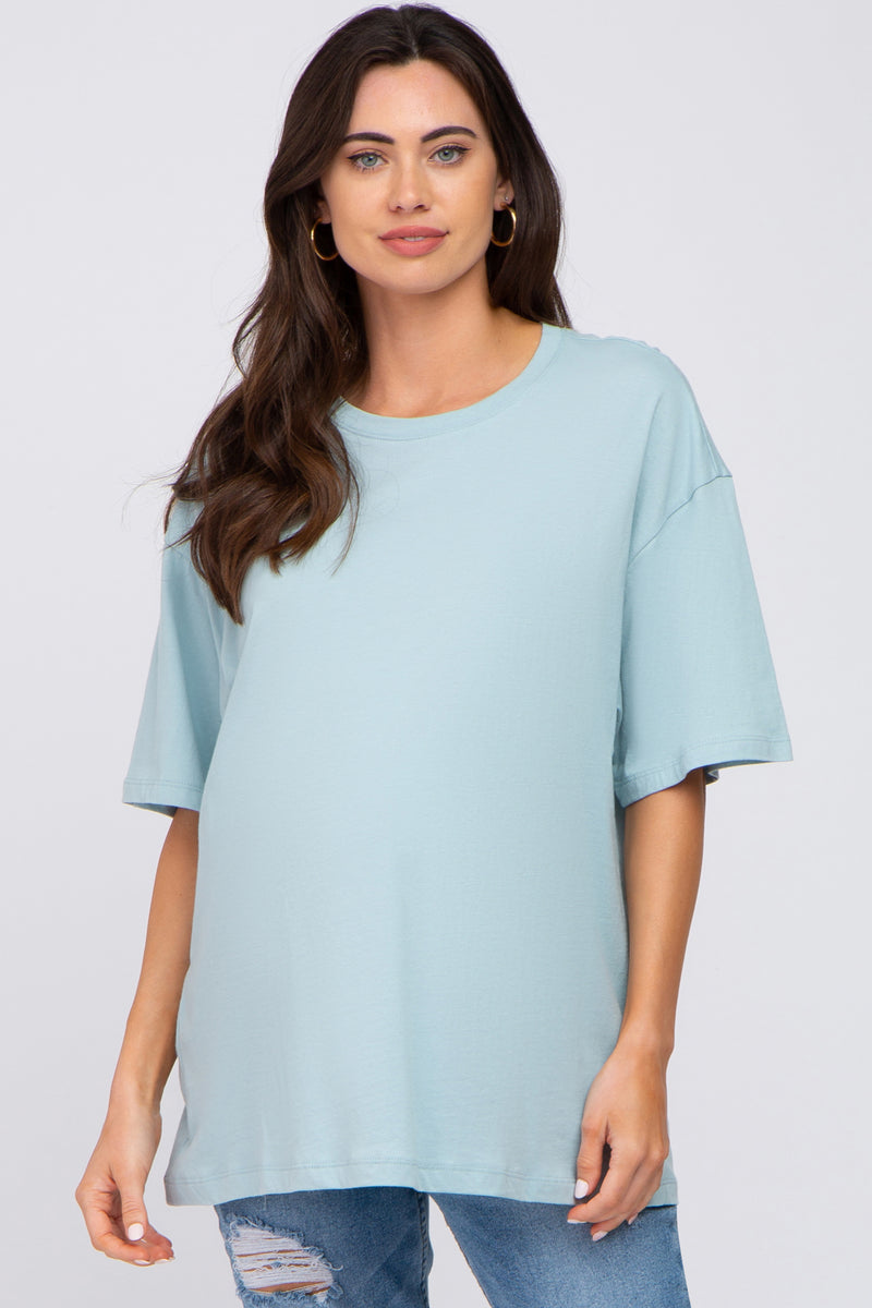 Light Blue Basic Oversized Maternity Tee – PinkBlush