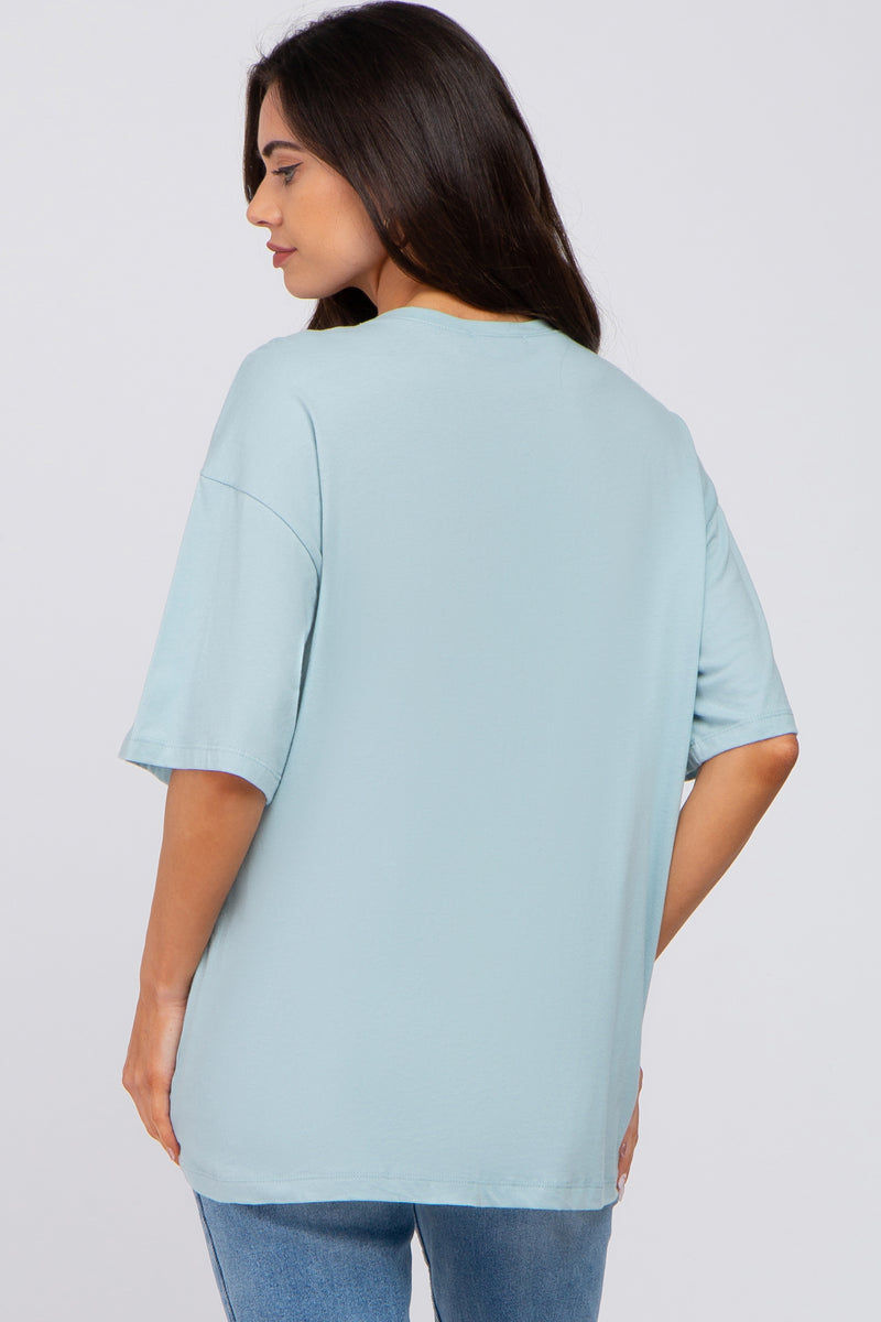 Light Blue Basic Oversized Maternity Tee – PinkBlush