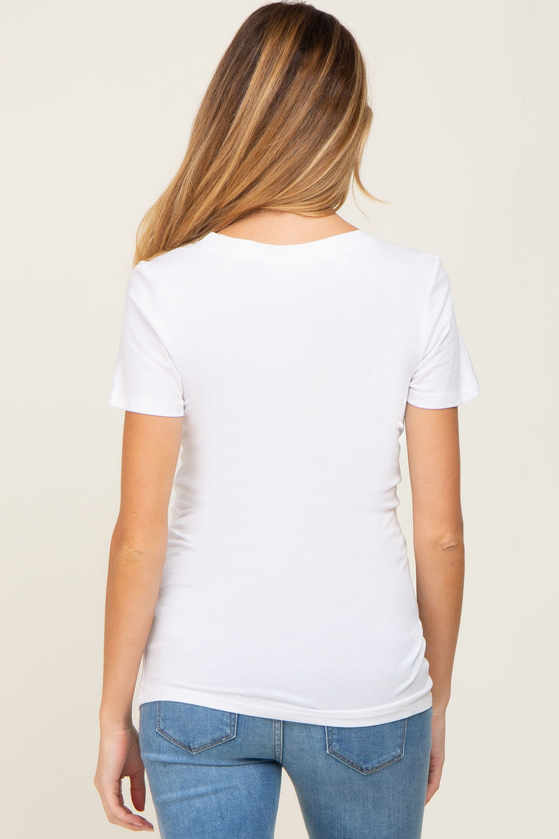 White Basic Crew Neck Maternity Tee – PinkBlush