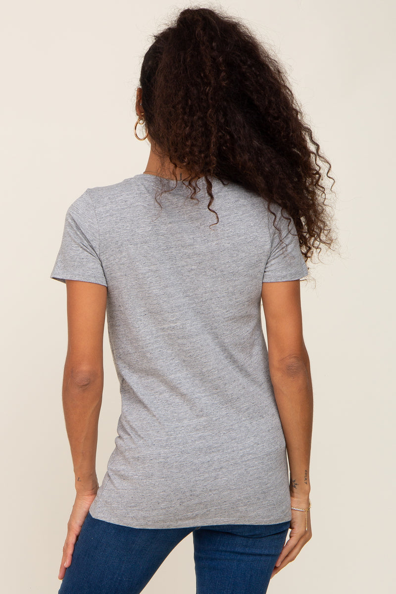 Heather Grey Basic V-Neck Tee – PinkBlush