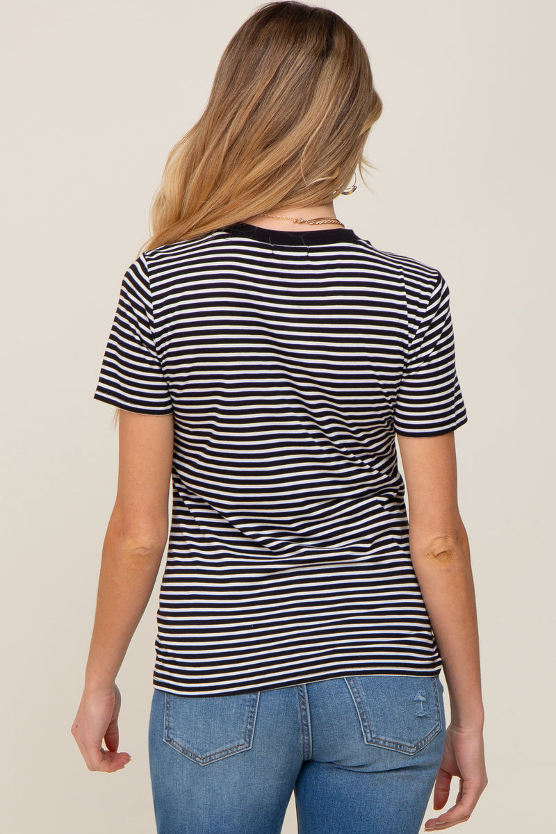 Black Striped Basic Maternity Tee – PinkBlush
