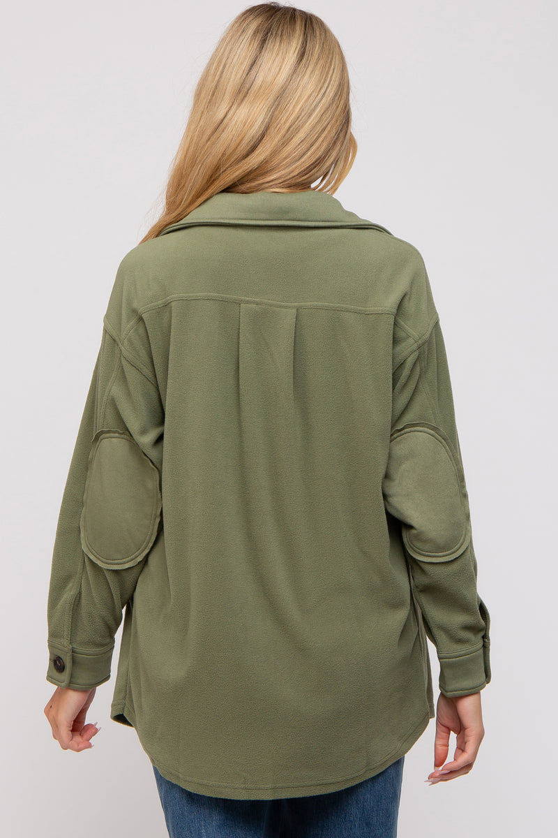 Olive Fleece Double Front Pocket Maternity Jacket– PinkBlush