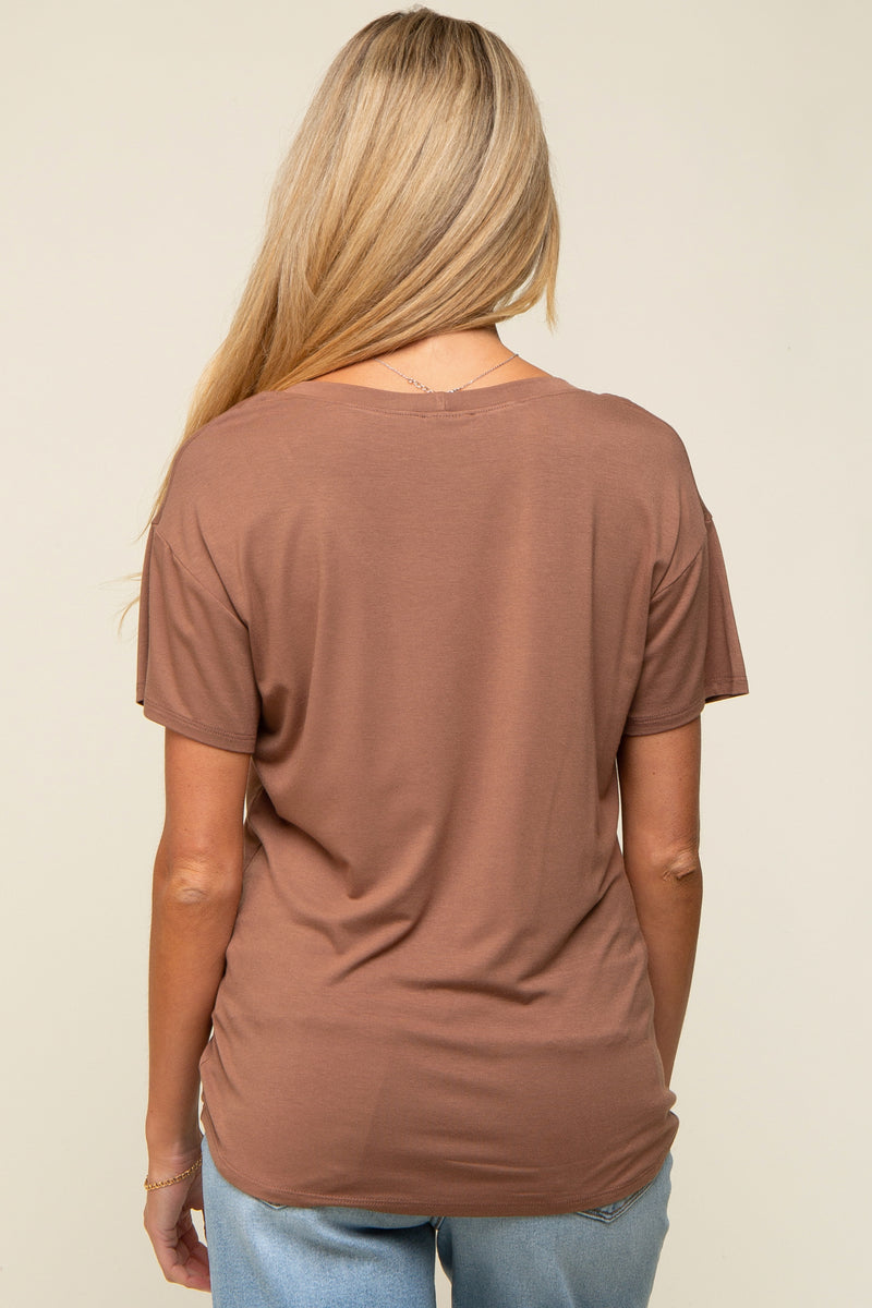 Mocha Scoop Neck Basic Maternity Tee – PinkBlush