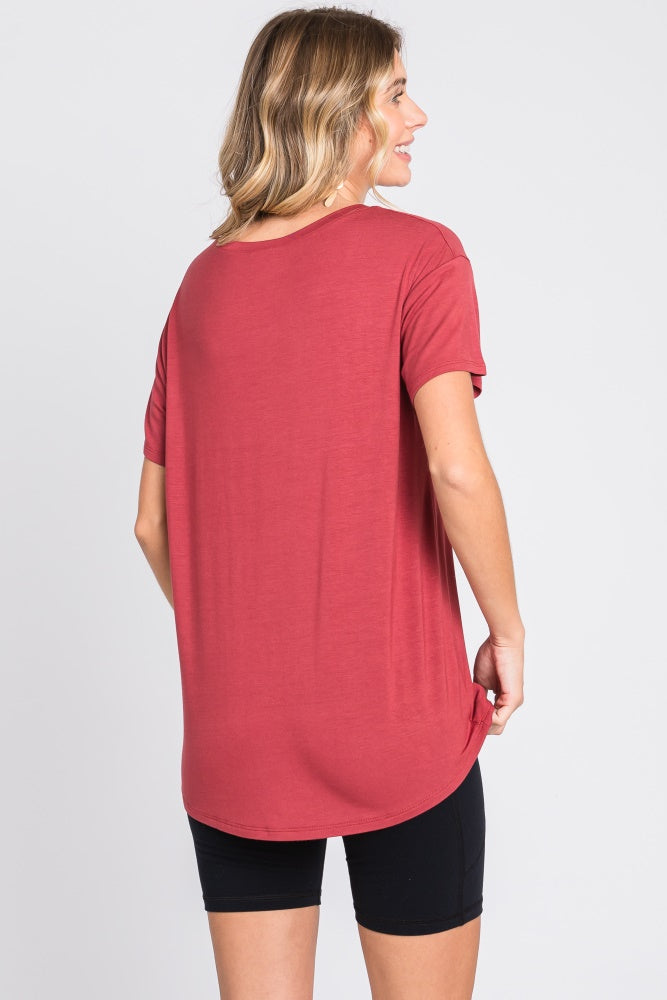 Rust Scoop Neck Basic Tee– PinkBlush
