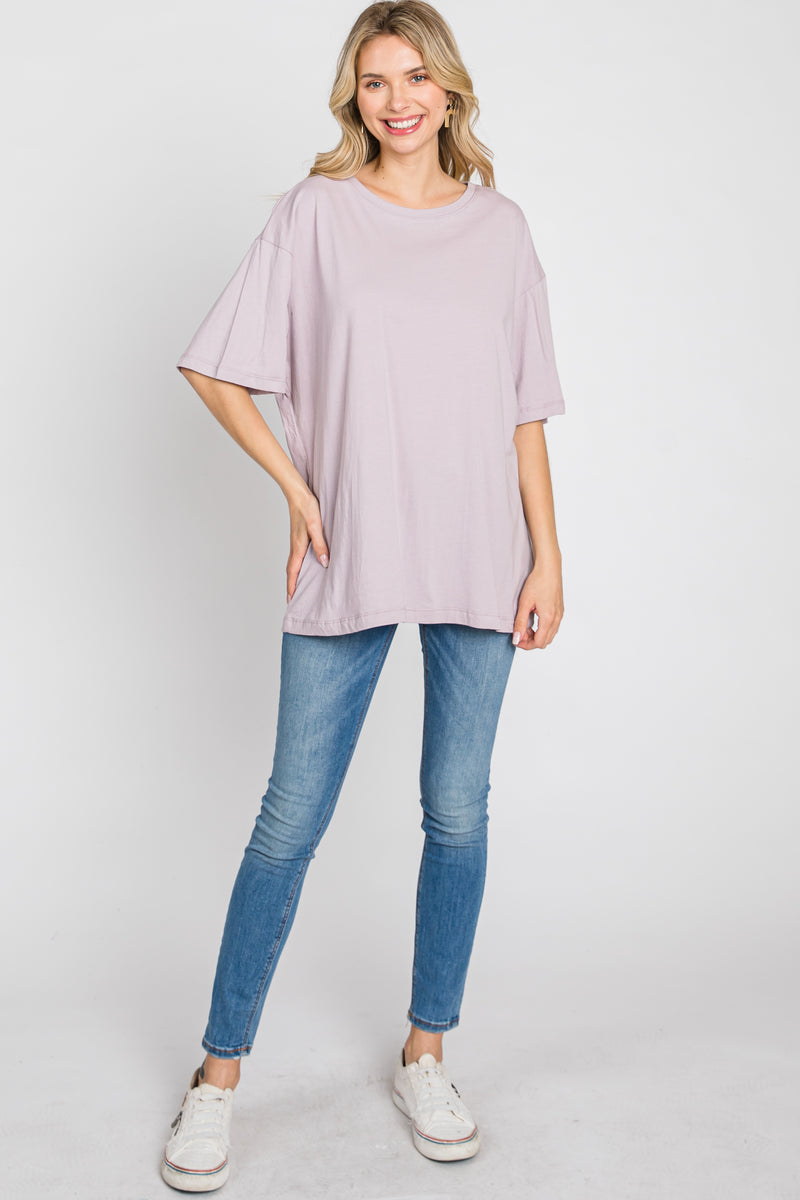 Lavender Basic Oversized Tee – PinkBlush