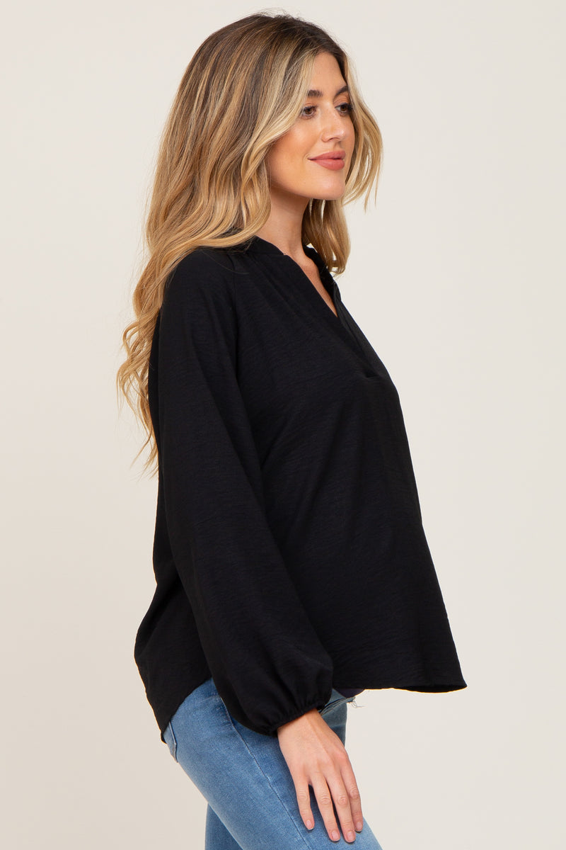 Black Basic V-Neck Maternity Blouse – PinkBlush
