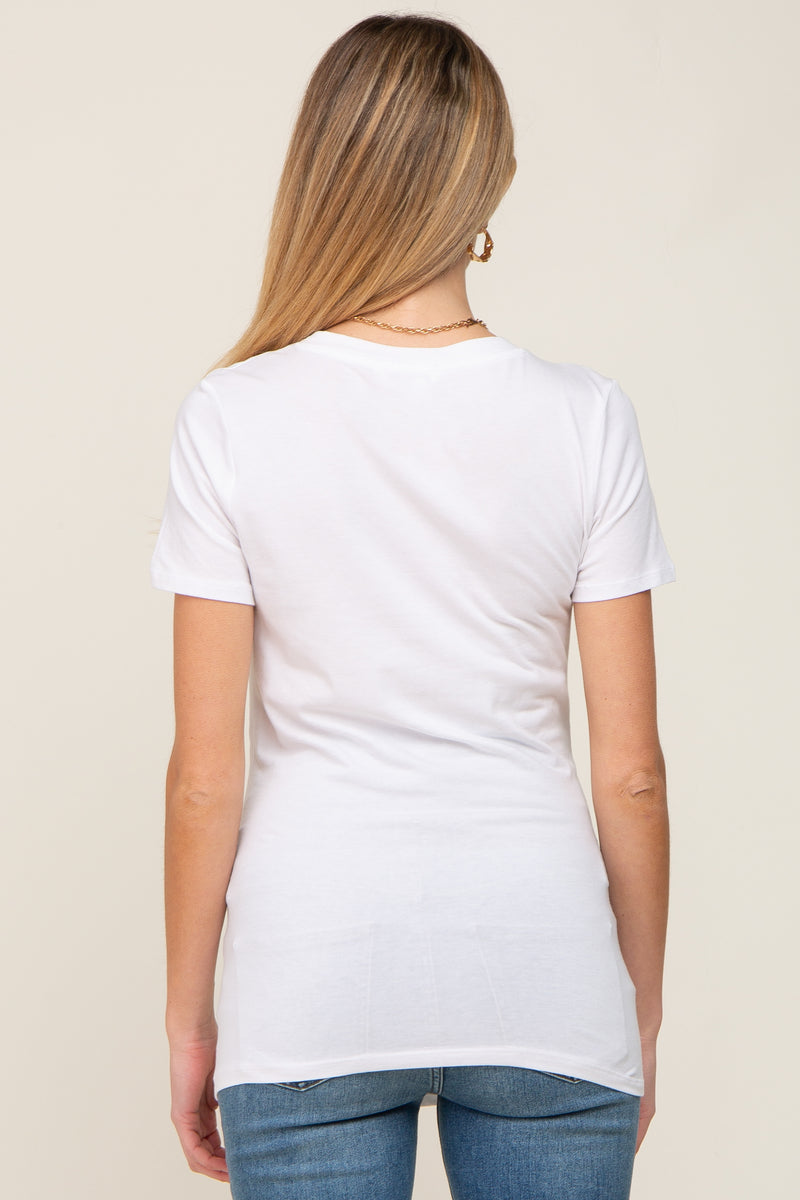 White Basic V-Neck Maternity Tee– PinkBlush