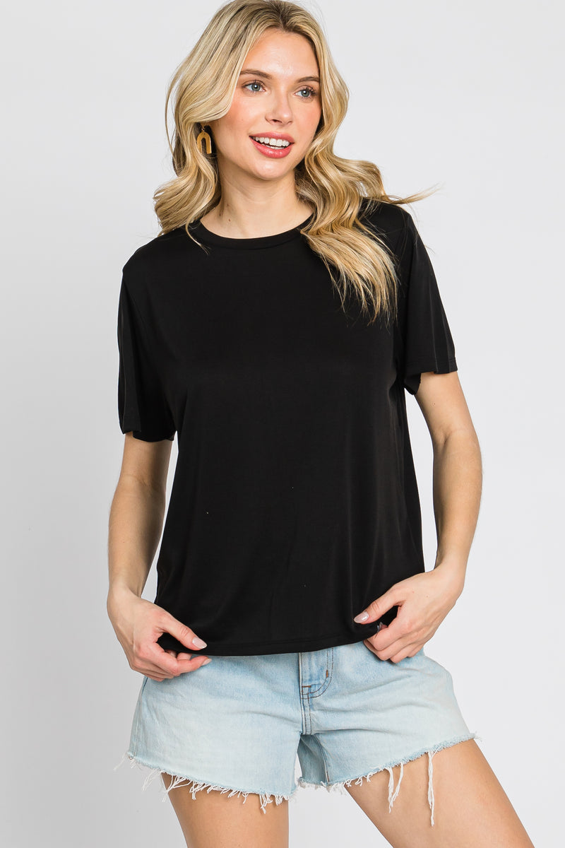 Black Basic Cropped T-Shirt– PinkBlush
