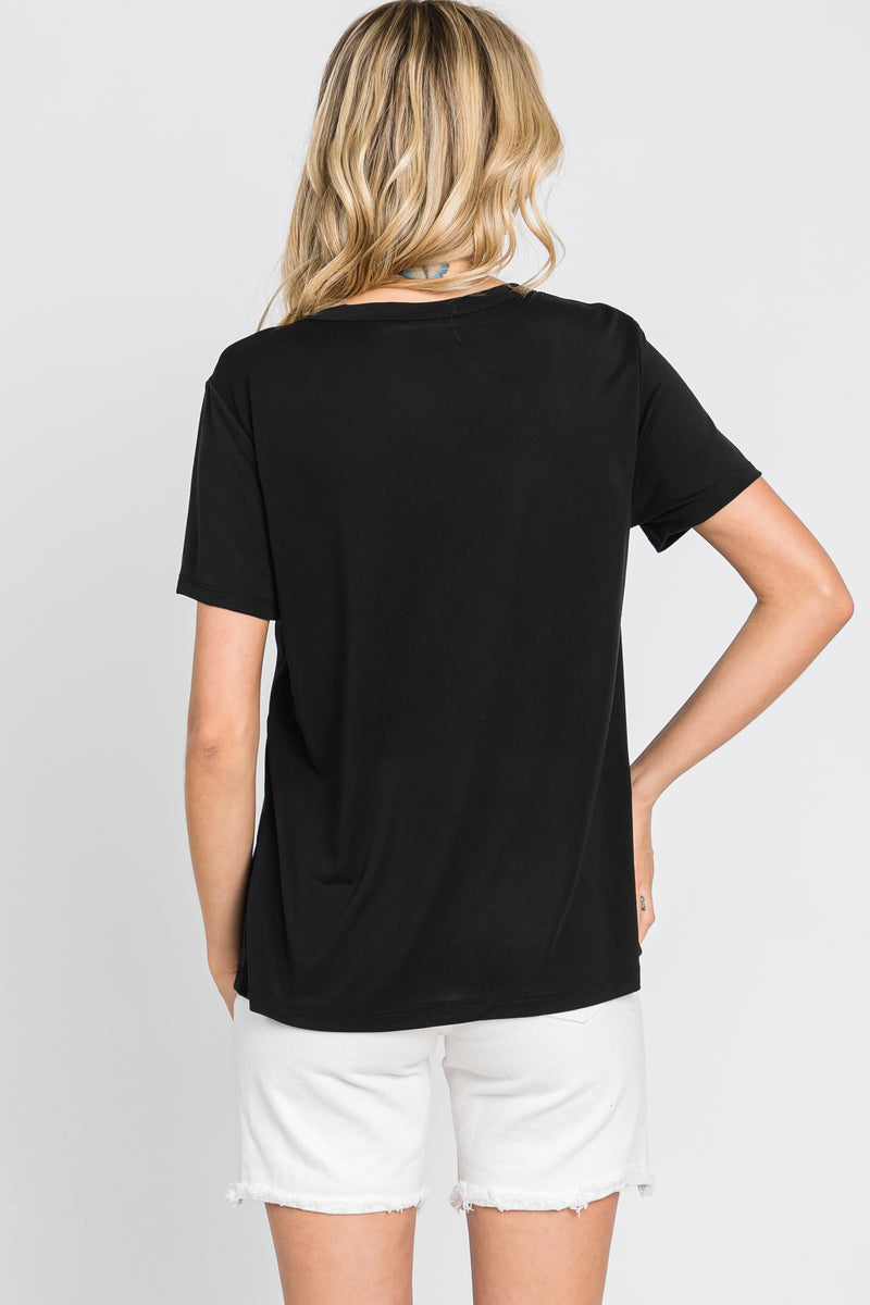 Black V-Neck Tee– PinkBlush