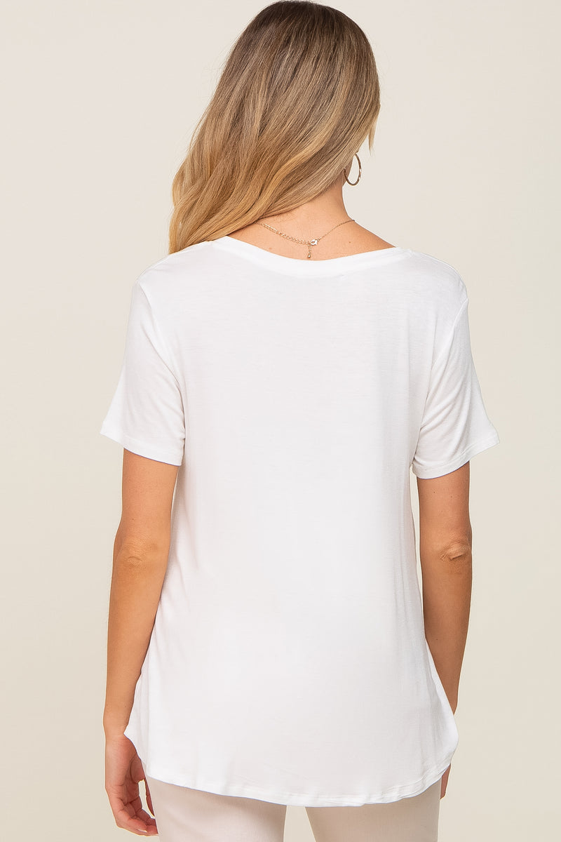 White V-Neck Maternity Tee – PinkBlush