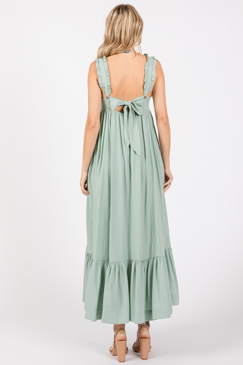 Light Olive Pinafore Cutout Midi Dress – PinkBlush