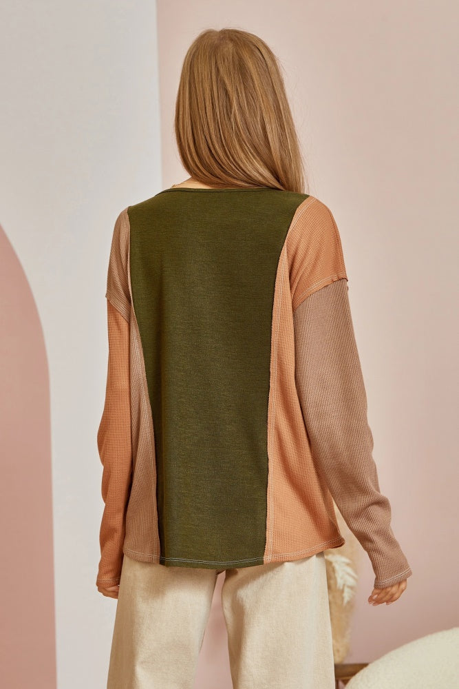 Mocha Multi Color Block Tunic Top– PinkBlush