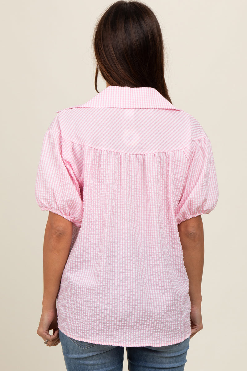 Pink Plaid Button Down Maternity Top – PinkBlush
