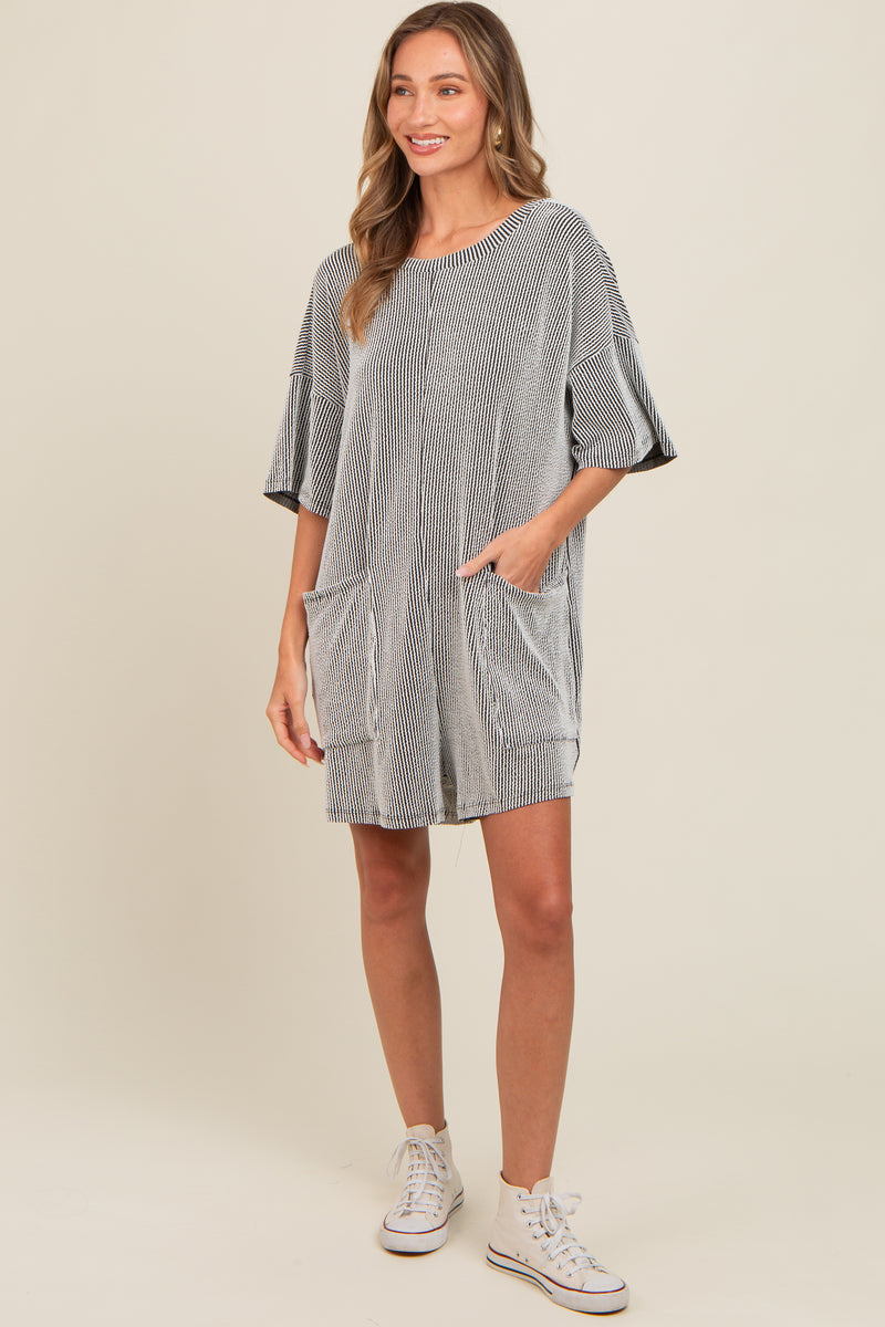 Charcoal Ribbed V-Back Romper – PinkBlush