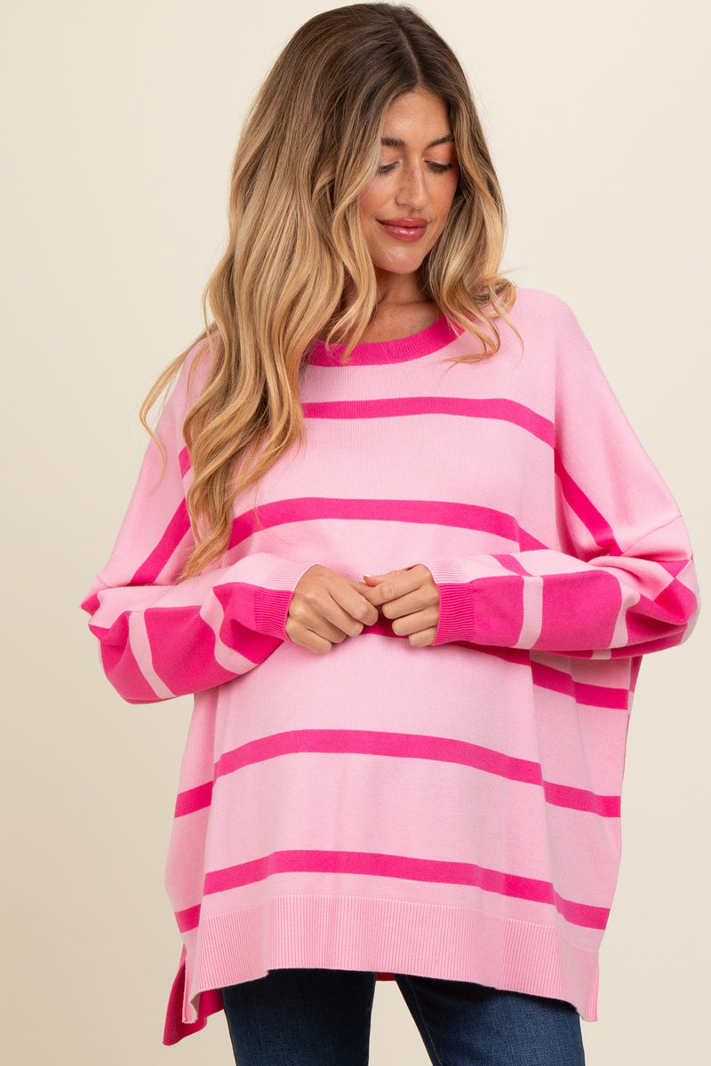 Pink Striped Knit Dolman Sleeve Maternity Top – PinkBlush