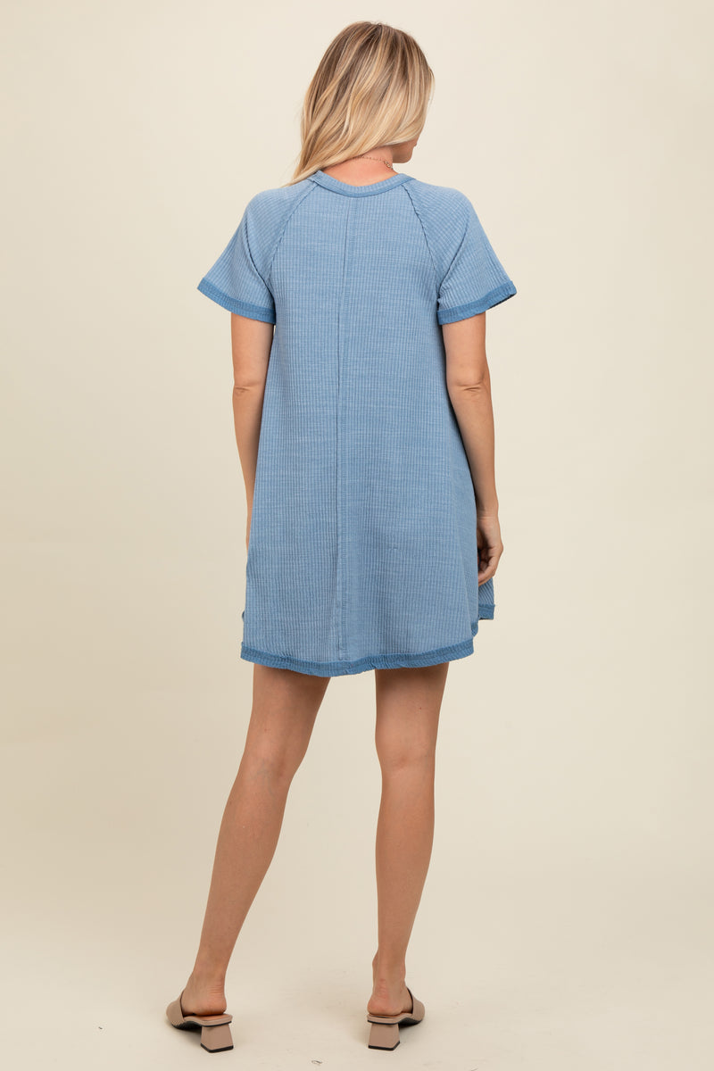 Light Blue Heather Ribbed Cut Seam Dress – PinkBlush