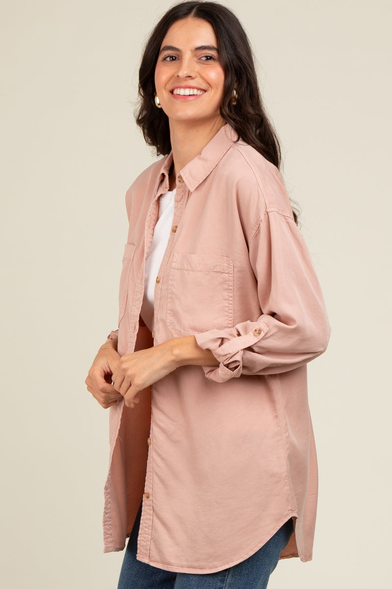 Peach Button Down Top – PinkBlush