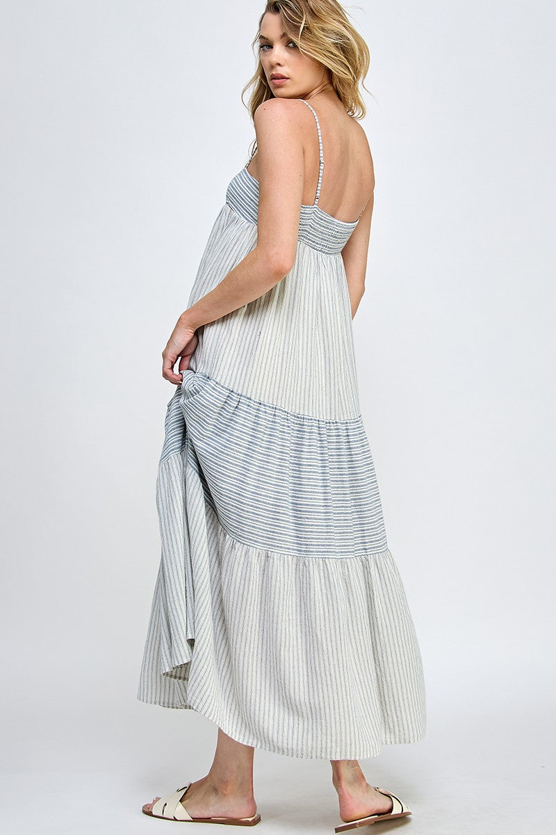 Natural Blue Patchwork Dress – PinkBlush