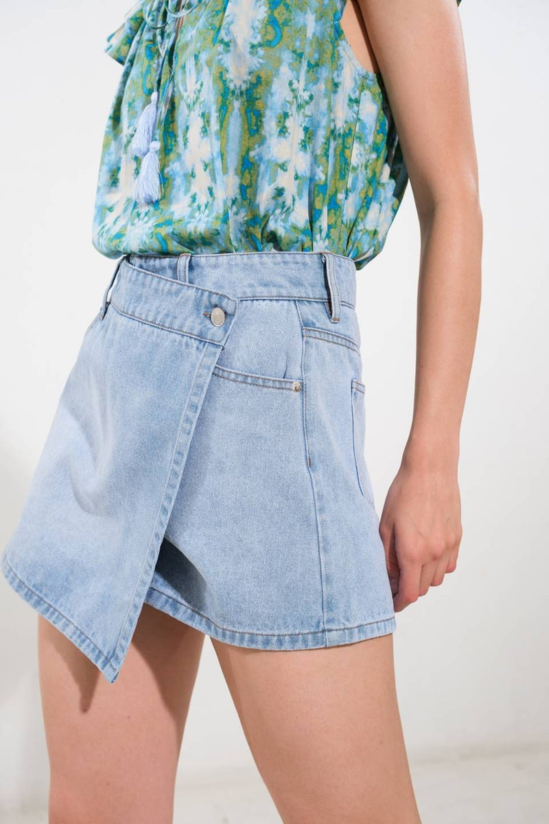 Light Blue Denim Skort – PinkBlush