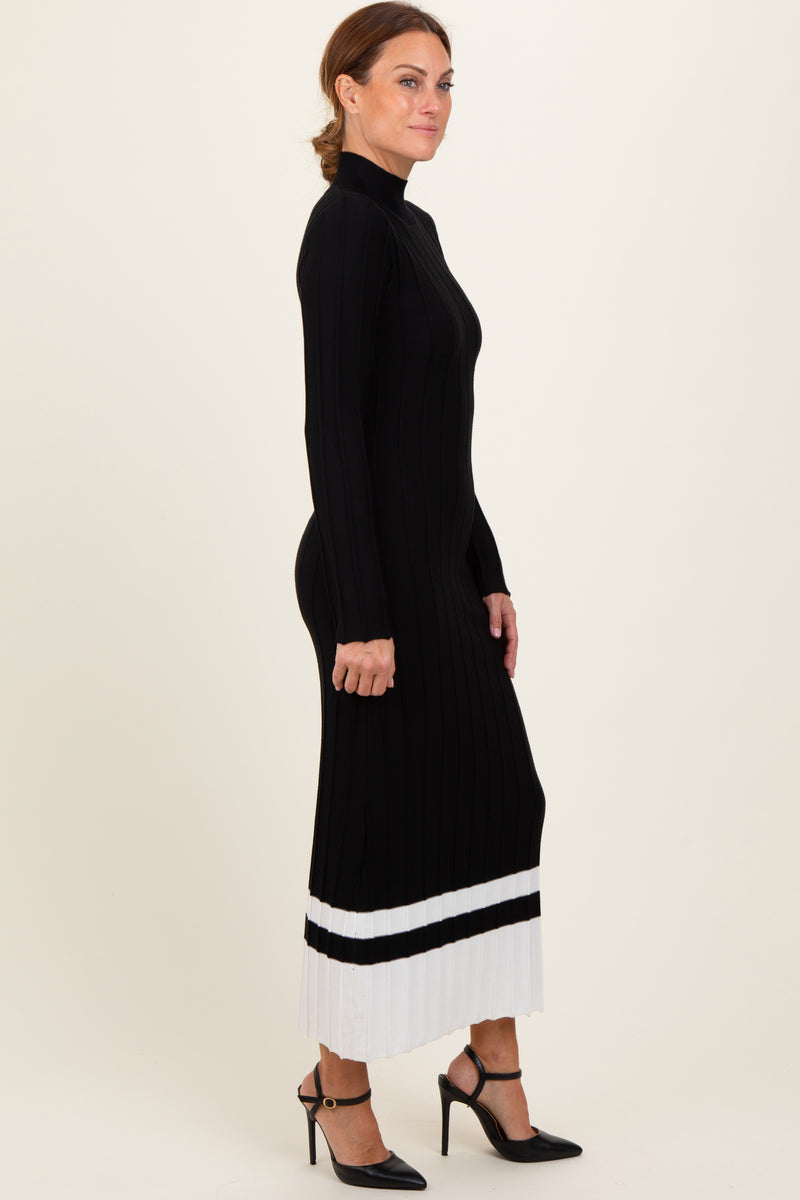 Black Colorblock Hem Mock Neck Sweater Dress – PinkBlush