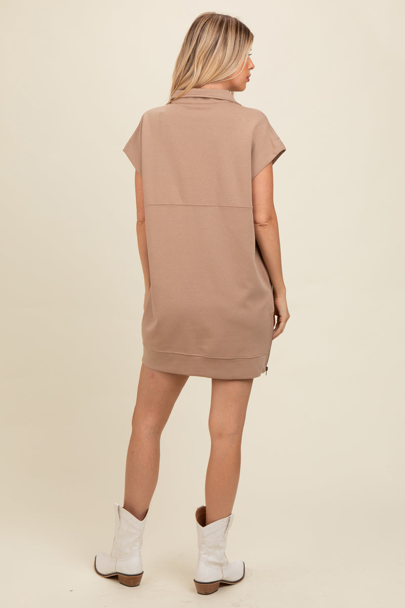 Light Mocha Knit Half Zip Mini Dress – PinkBlush