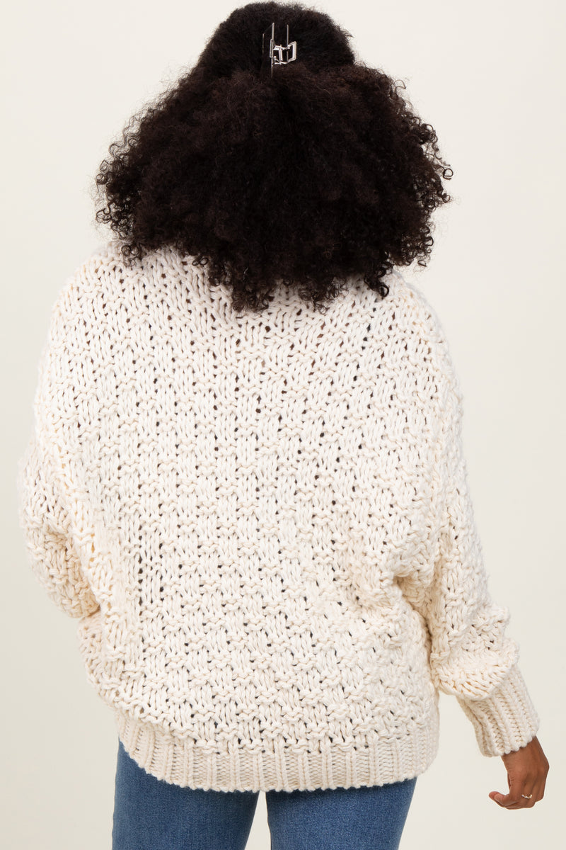 Cream Turtle Neck Chunky Crochet Knit Sweater– PinkBlush