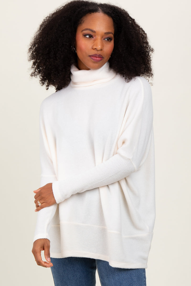 Cream Turtle Neck Brushed Heather Knit Maternity Sweater – PinkBlush