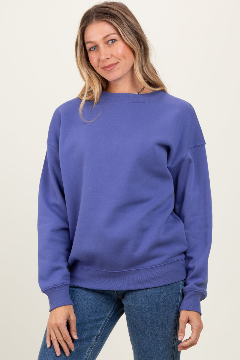 Periwinkle Basic Fleece Crewneck Sweatshirt – PinkBlush