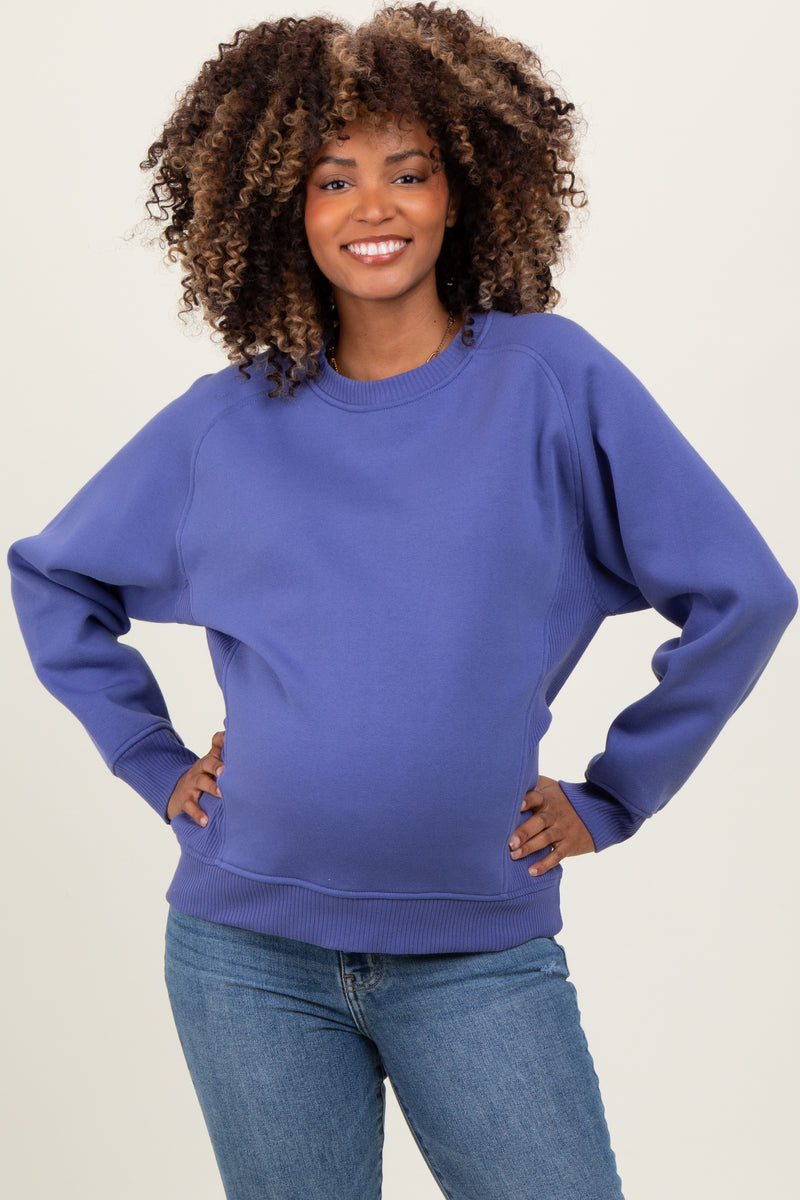 Periwinkle Fleece Maternity Sweatshirt – PinkBlush