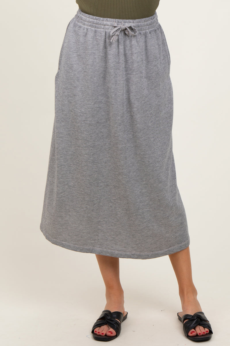 Heather Grey Terry Drawstring Midi Skirt – PinkBlush