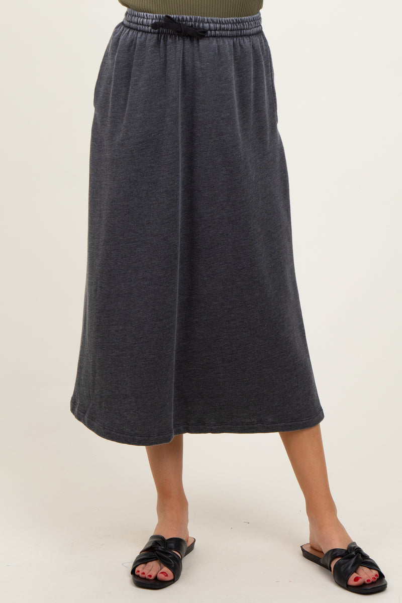Charcoal Terry Drawstring Midi Skirt – PinkBlush