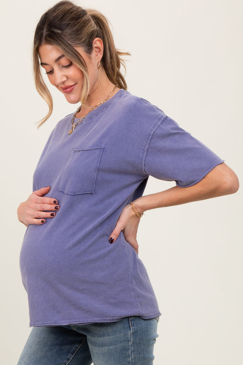Lavender Short Sleeve Front Pocket Tunic Maternity Top – PinkBlush