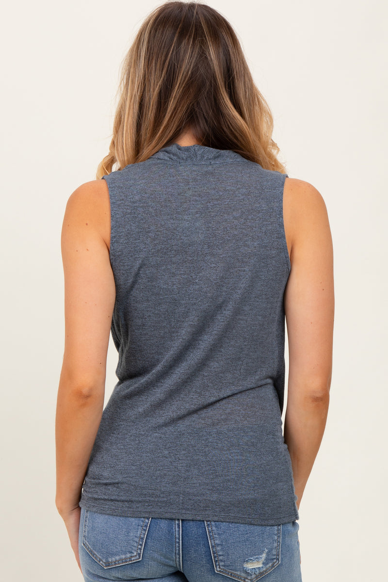 Charcoal Draped Crossover Sleeveless Top– PinkBlush