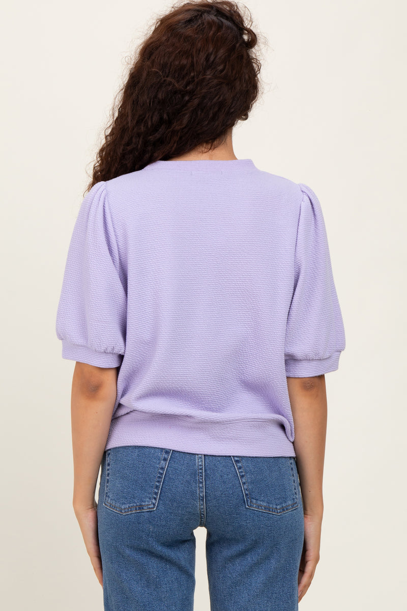 Lavender Knit Puff Sleeve Top – PinkBlush