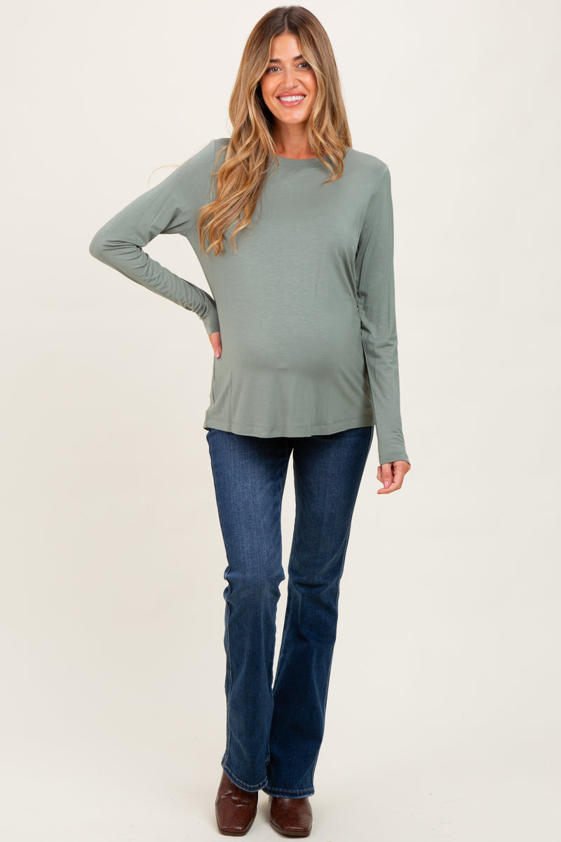 Light Olive Long Sleeve Maternity Top – PinkBlush
