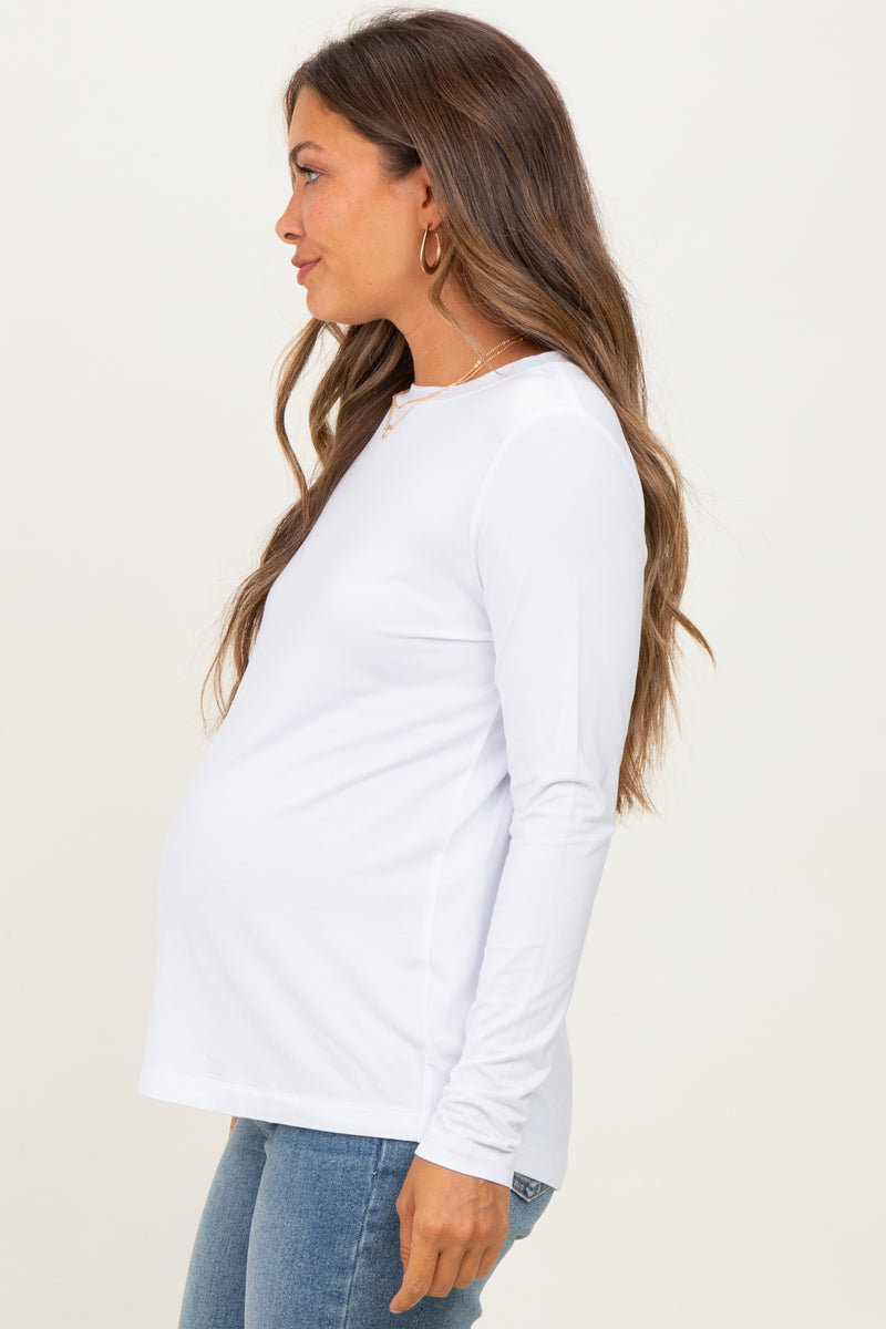 White Long Sleeve Maternity Top – PinkBlush