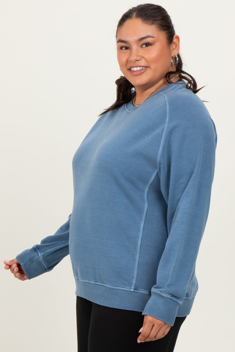 Blue French Terry Vintage Wash Plus Pullover – PinkBlush