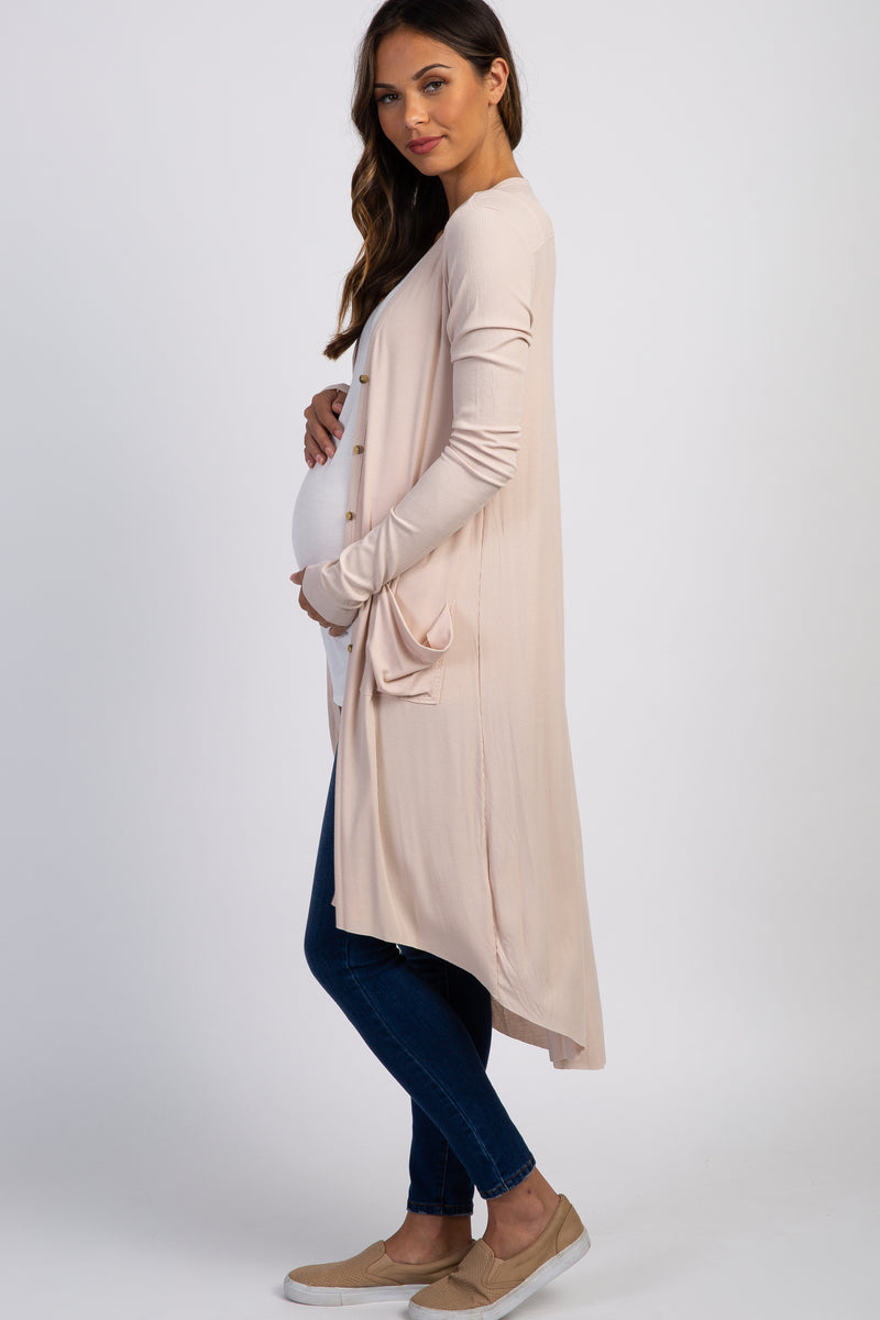 Cream Button Front Knit Maternity Cardigan– PinkBlush