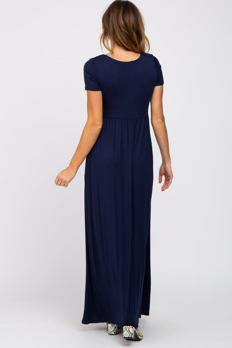 Navy Blue Basic Maxi Dress – PinkBlush