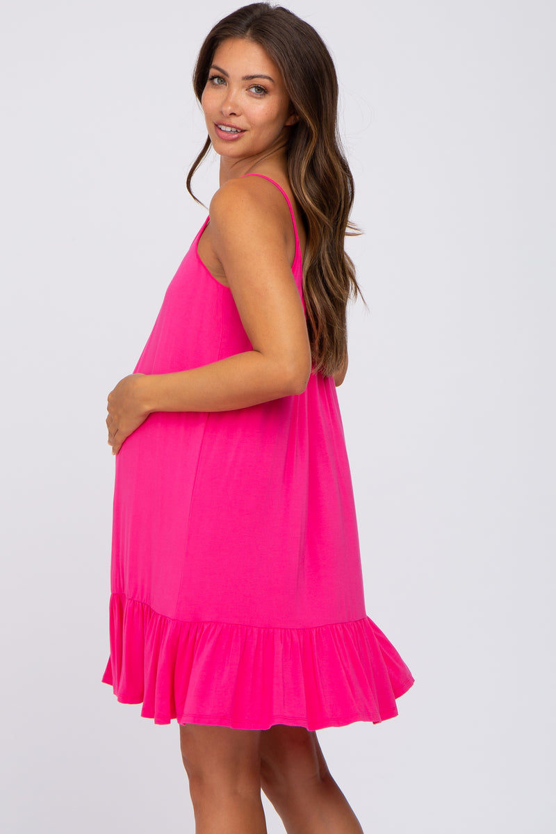 Fuchsia Ruffle Hem Maternity Swing Dress – PinkBlush