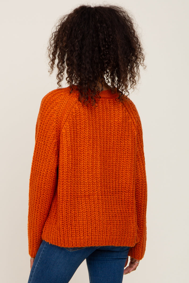 Rust Open Knit Button Front Sweater – PinkBlush