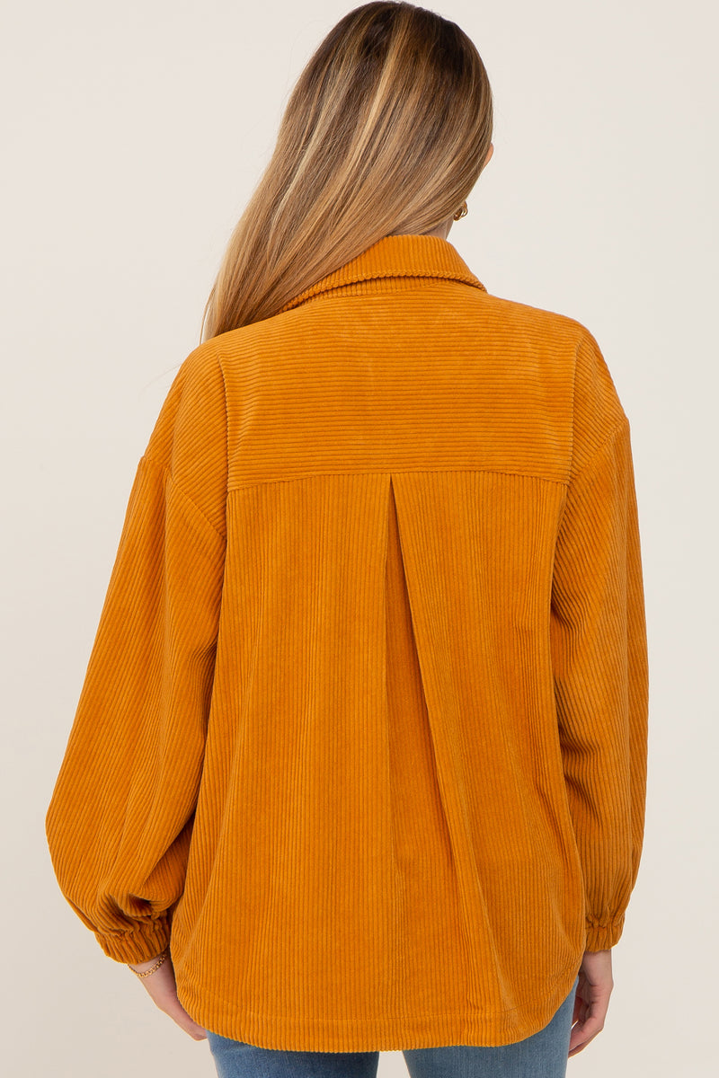 Gold Corduroy Front Pocket Maternity Shacket – PinkBlush
