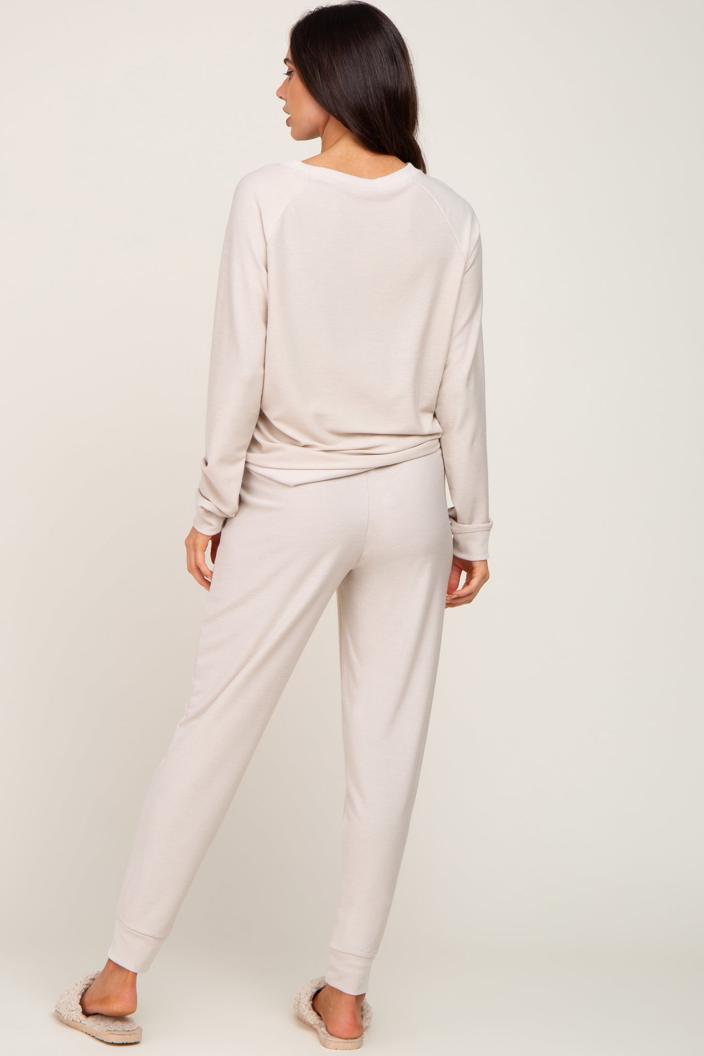 Beige Soft Knit Long Sleeve Maternity Set– PinkBlush