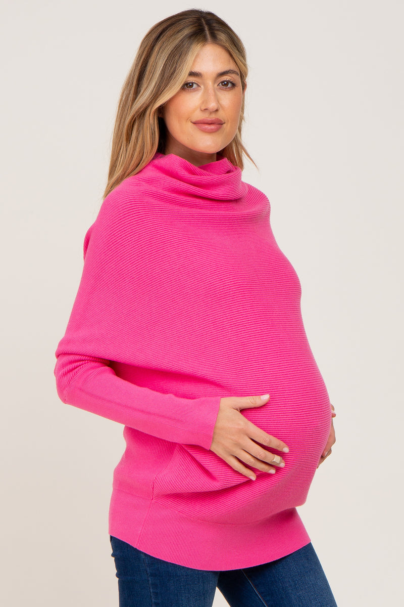 Pink Funnel Neck Dolman Sleeve Maternity Sweater – PinkBlush