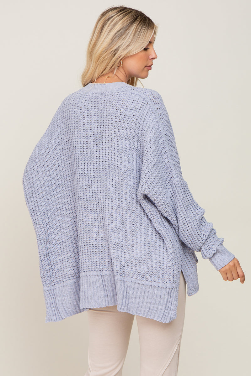 Light Blue Chunky Knit Oversized Cardigan – PinkBlush